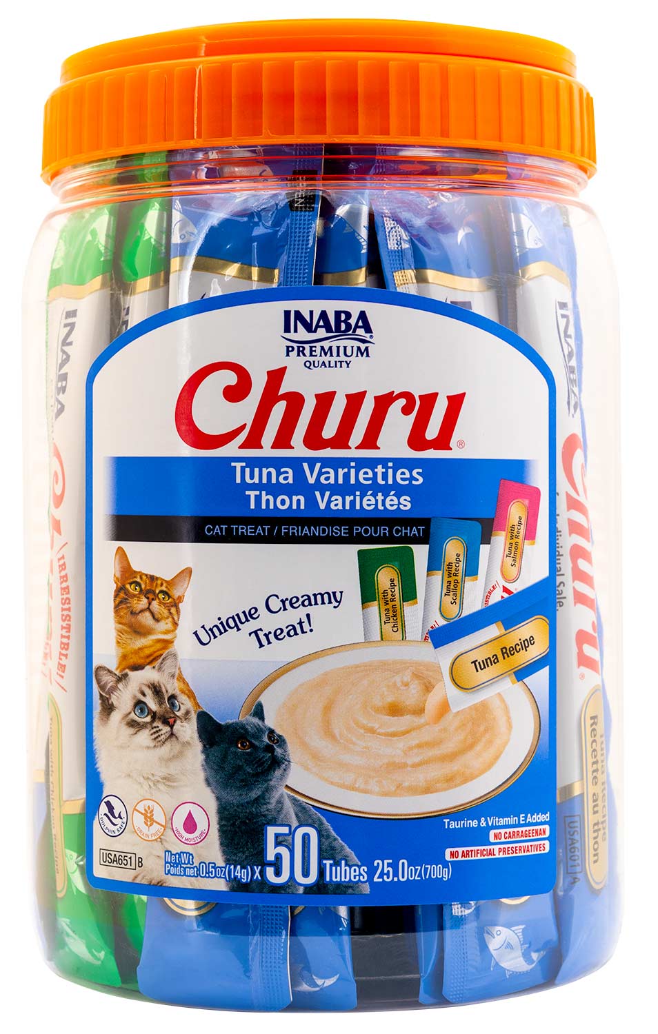Churu Tuna Puree Lickable Cat Treat Variety Pack, 50 ct - Jeffers