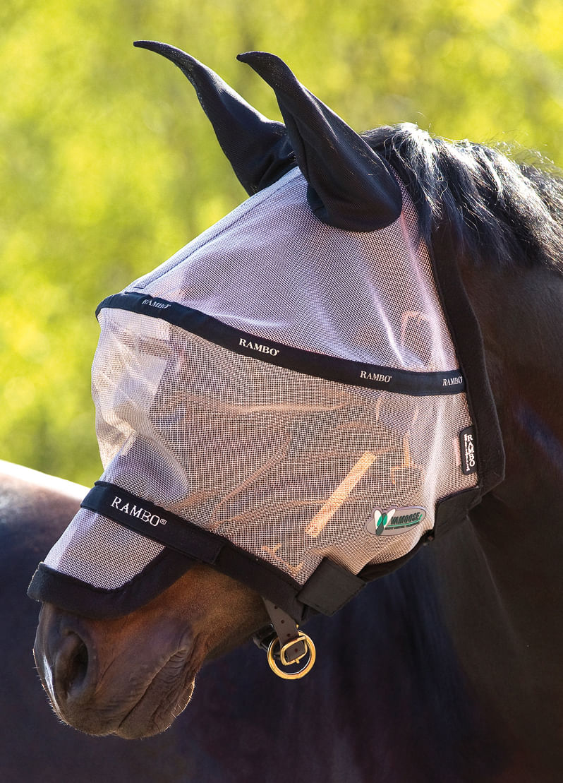 Rambo Plus Fly Mask, Oatmeal/Black - Jeffers