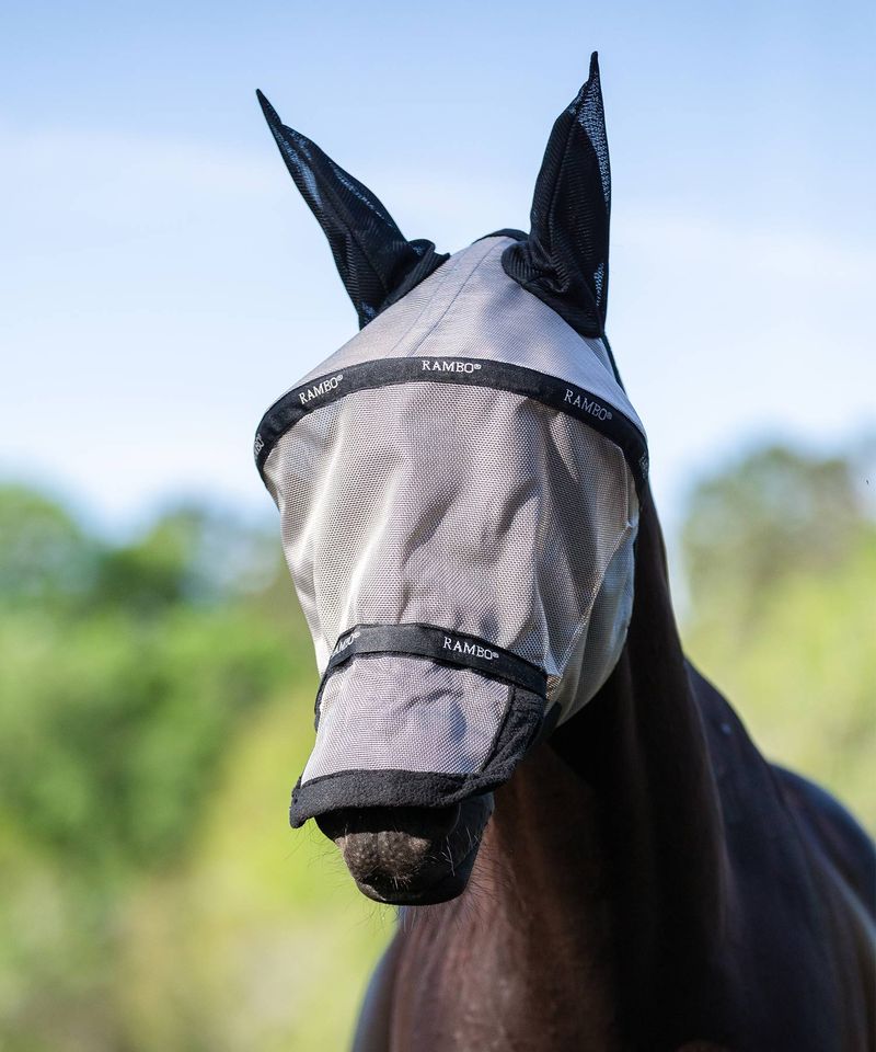 Rambo Plus Fly Mask, Oatmeal/Black - Jeffers