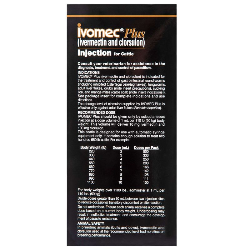 Ivomec Plus Injectable Cattle Wormer - Jeffers