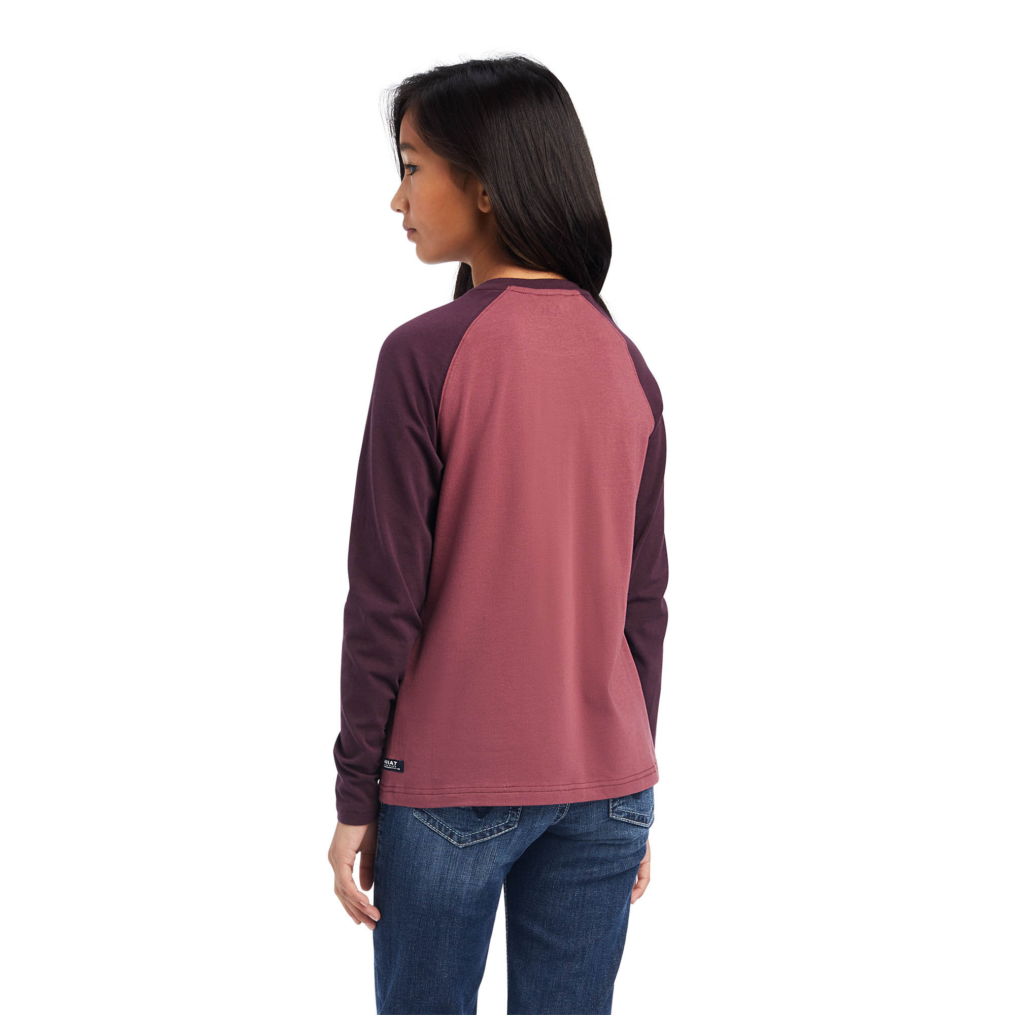 Ariat Girls Varsity Longsleeve T-Shirt, Mulberry/Rose - Jeffers