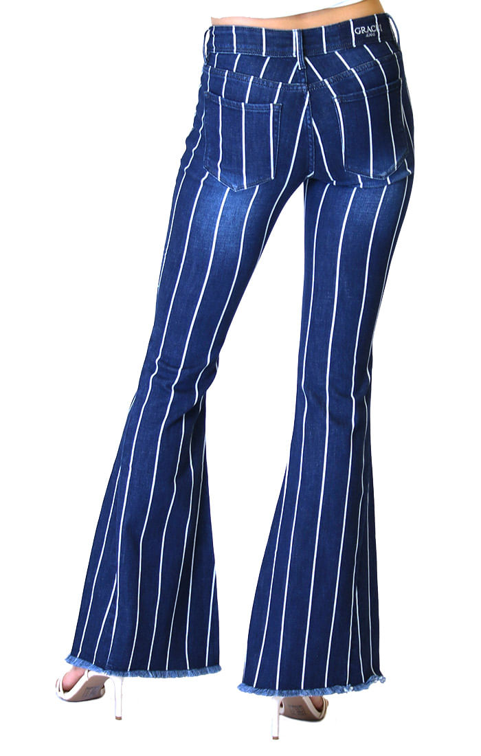 Grace in LA Stripe Flare Jeans - Jeffers