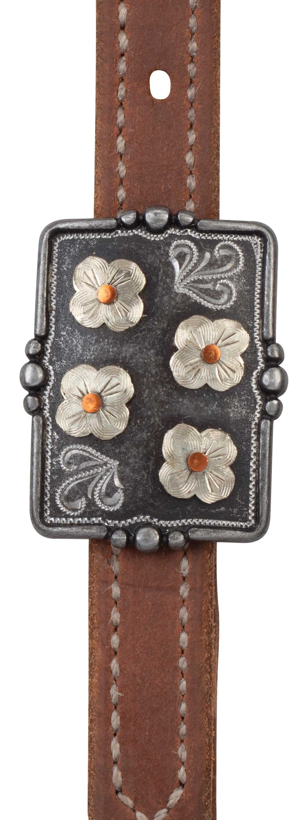 ProTack Silver Flower Split Ear Headstall - Jeffers