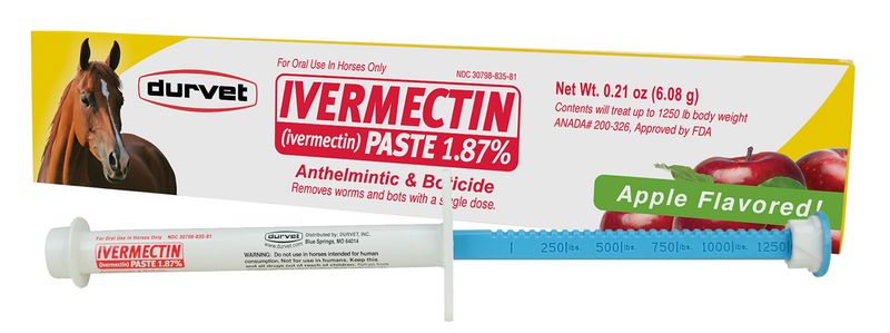 Ivermectin Horse Dewormer Paste 1.87%, Apple Flavor, by Durvet - Jeffers