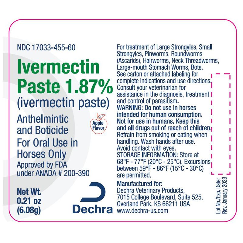 Dechra Ivermectin Paste 1.87% for horses (Apple Flavor) - Jeffers