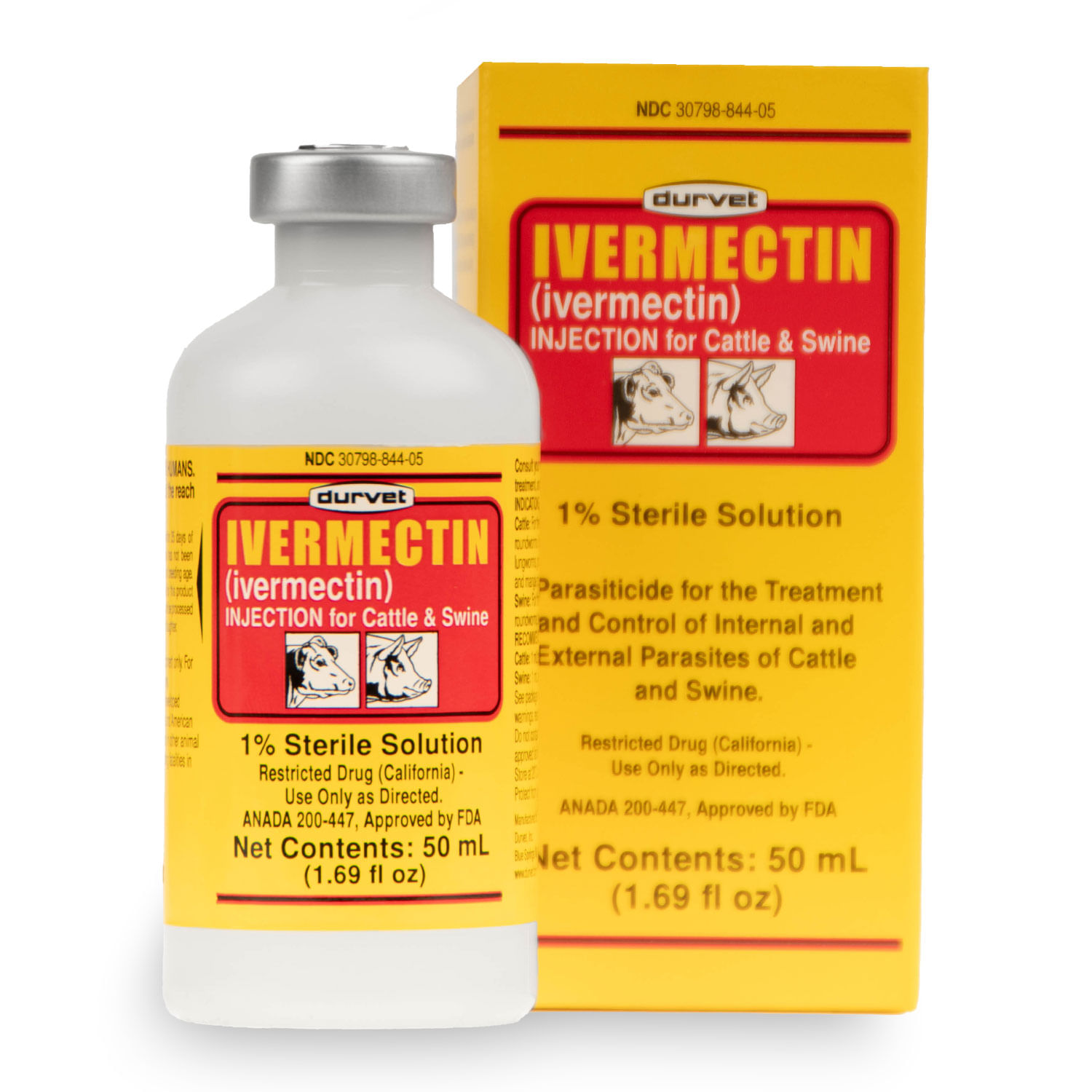 Durvet Ivermectin Inject, 1% Sterile, 50ml for cattle and swine - Jeffers