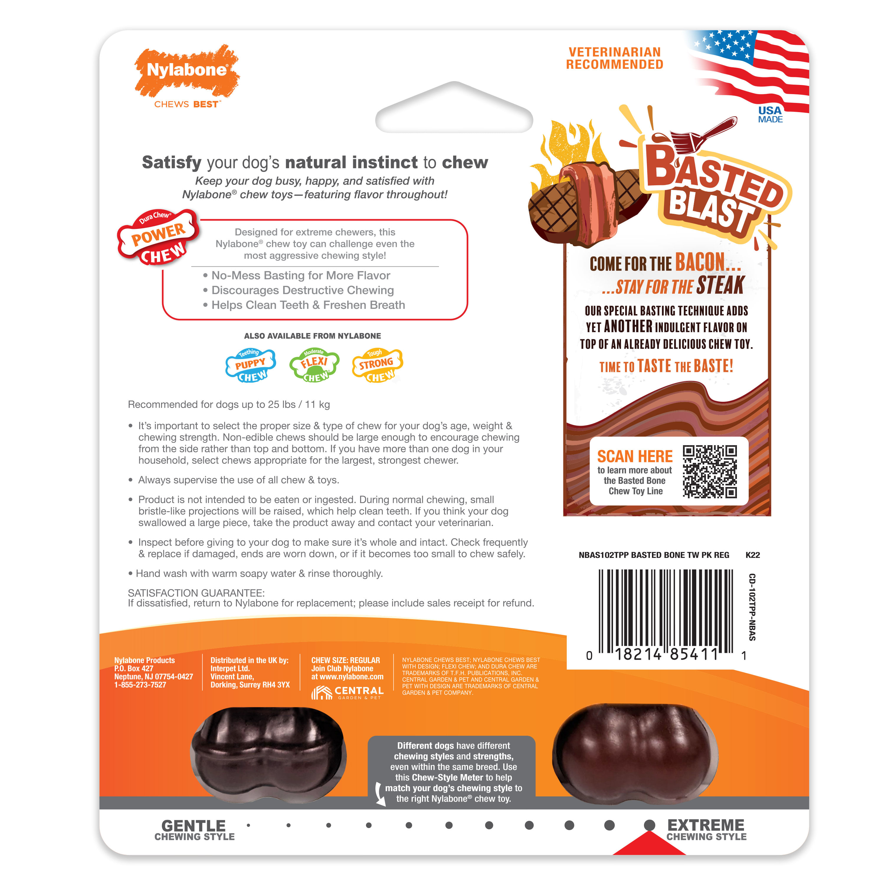 Basted Blast Dual Flavored Power Chew, Bacon Basted Steak - Jeffers